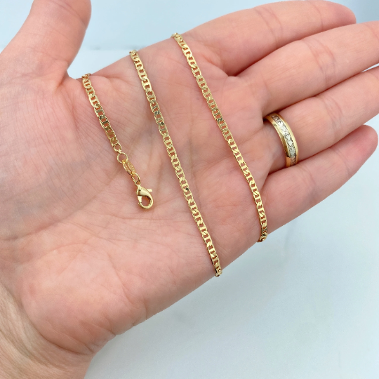 18k Gold Filled 2mm Thin Mariner Link Chain Flat Style Wholesale ...
