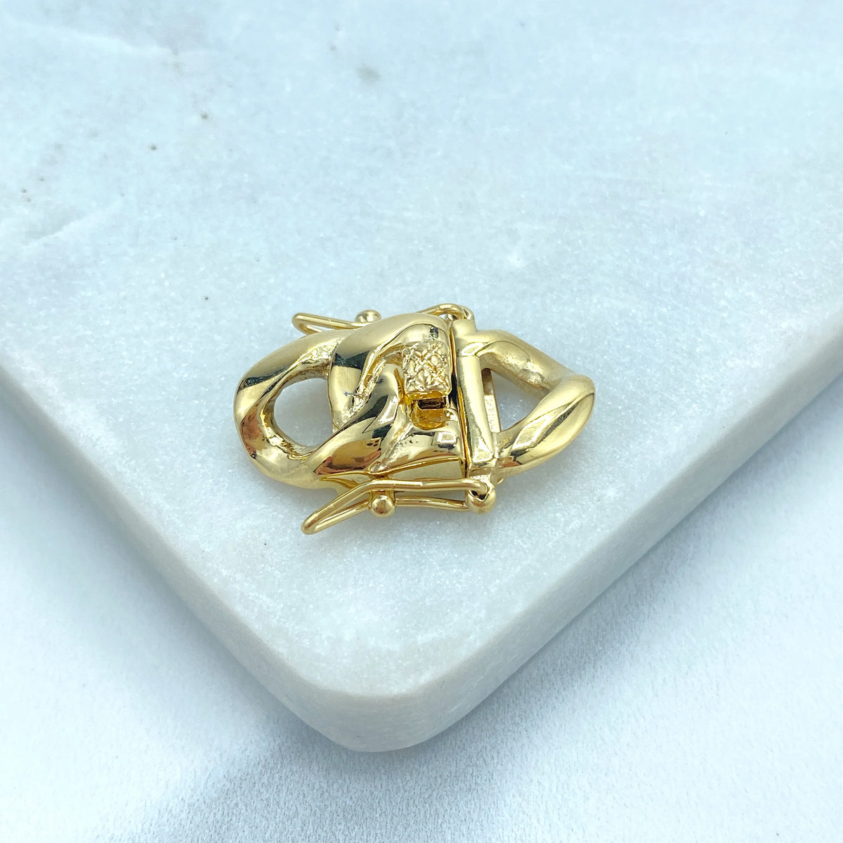 14k Gold Filled Double Safe Box Lock Clasp for Cuban Link Chain, Repla ...