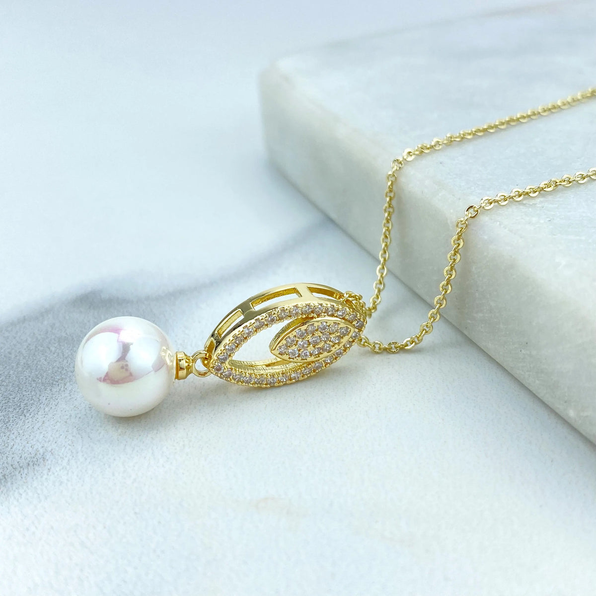 18k Gold Filled Delicate Set featuring a Marian design with Micro CZ a ...