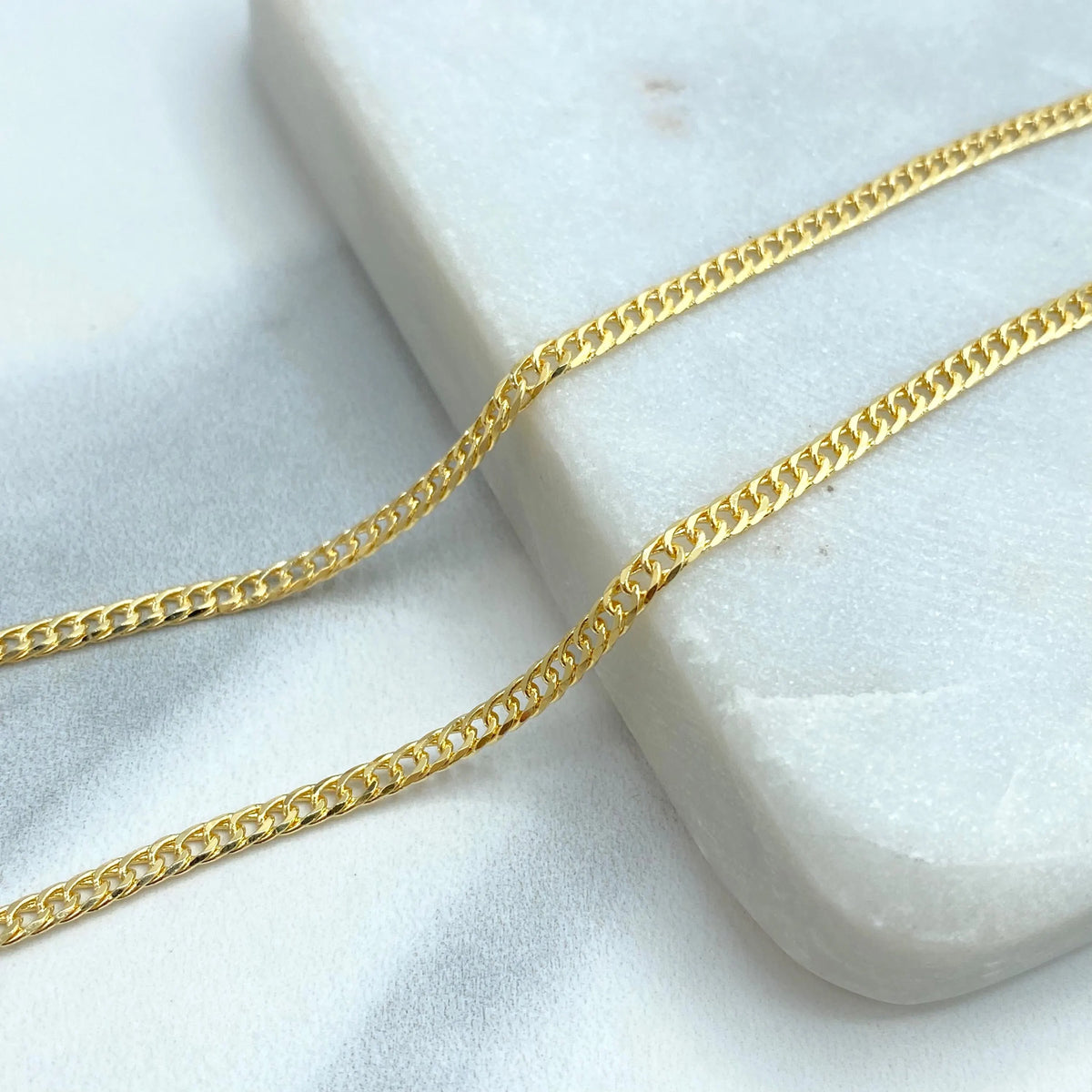 18k Gold Filled 3mm Curb Link Chain Necklace, Curb Link Chain with 24 ...