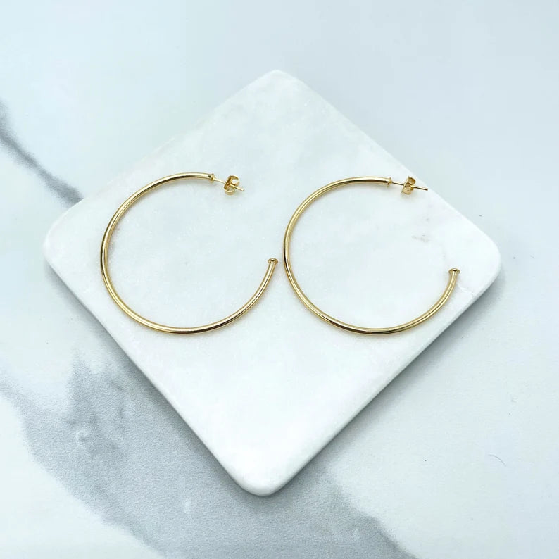 18k Gold Filled Thickness 50mm Hoops Earrings, Wholesale | luxususa.net
